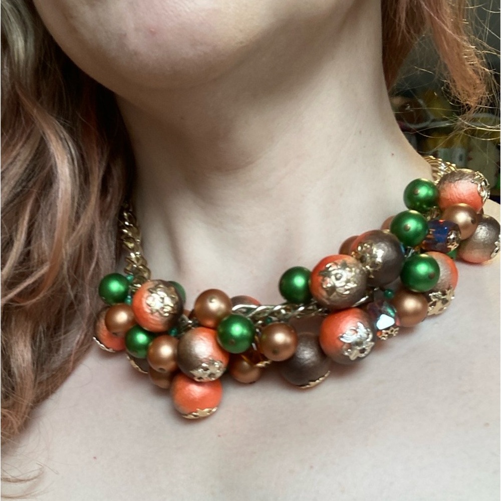 Vintage Statement Multicolor Cluster Bead Choker Neck… - Gem